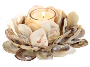 mud pie 498b002 oyster shell votive holder 3 1/4" x 7"