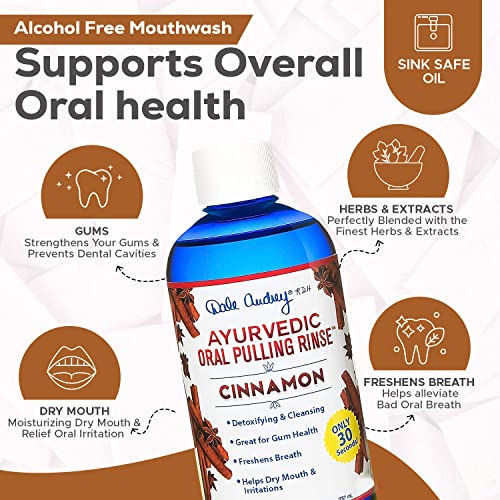 Dale Audrey Oil Pulling for Teeth and Gums | Cinnamon Flavored Organic Sesame Oil Pulling | Ayurvedic Oil Pulling Rinse to Whiten Your Teeth & Freshen Your Breath 8 Oz