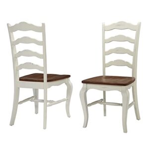 home styles french countryside oak/white pair of chairs with distressed oak and rubbed white finish 16.5d x 17.75w x 18h in