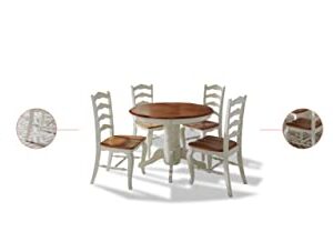 French Countryside Oak/White 42" Round Pedestal Dining Table with 4 Chairs by Home Styles