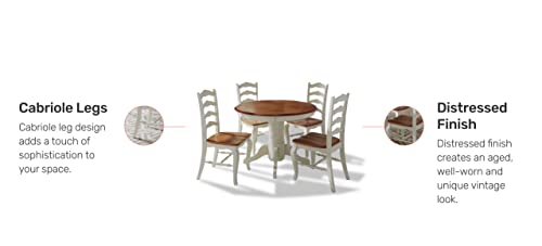 French Countryside Oak/White 42" Round Pedestal Dining Table with 4 Chairs by Home Styles