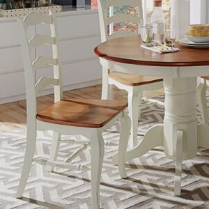 French Countryside Oak/White 42" Round Pedestal Dining Table with 4 Chairs by Home Styles