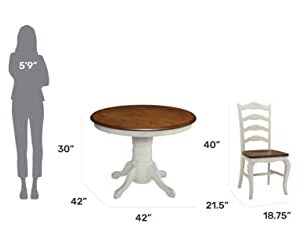 French Countryside Oak/White 42" Round Pedestal Dining Table with 4 Chairs by Home Styles