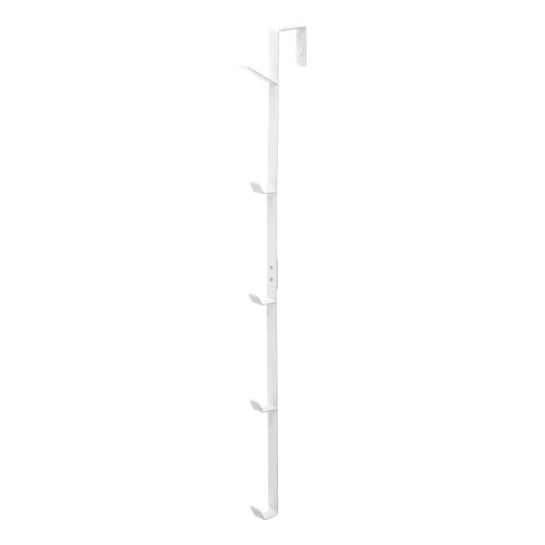 Yamazaki Home Over The Door Hooks - Vertical Hanging Coat Rack, Steel, Over-the-Door, No Assembly Req., Fits Doors up to 1.375" thick, white