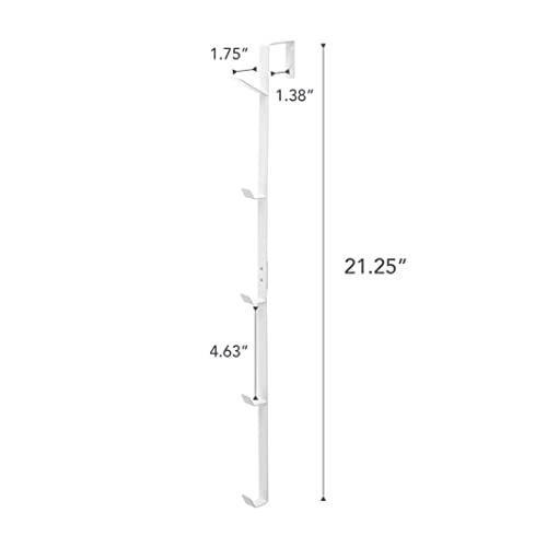 Yamazaki Home Over The Door Hooks - Vertical Hanging Coat Rack, Steel, Over-the-Door, No Assembly Req., Fits Doors up to 1.375" thick, white