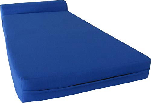 D&D Futon Furniture Royal Blue Sleeper Chair Folding Foam Bed Sized 6" Thick X 32" Wide X 70" Long, Studio Guest Foldable Chair Beds, Foam Sofa, Couch, High Density Foam 1.8 Pounds.