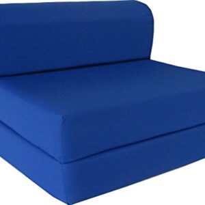 D&D Futon Furniture Royal Blue Sleeper Chair Folding Foam Bed Sized 6" Thick X 32" Wide X 70" Long, Studio Guest Foldable Chair Beds, Foam Sofa, Couch, High Density Foam 1.8 Pounds.