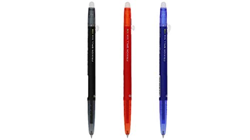 Pilot FriXion Ball Slim Retractable Erasable Gel Ink Pens,Extra Fine Point, - 0.38 mm - Black/Blue/Red Ink- Value Set of 3