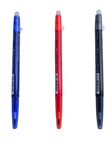 Pilot FriXion Ball Slim Retractable Erasable Gel Ink Pens,Extra Fine Point, - 0.38 mm - Black/Blue/Red Ink- Value Set of 3