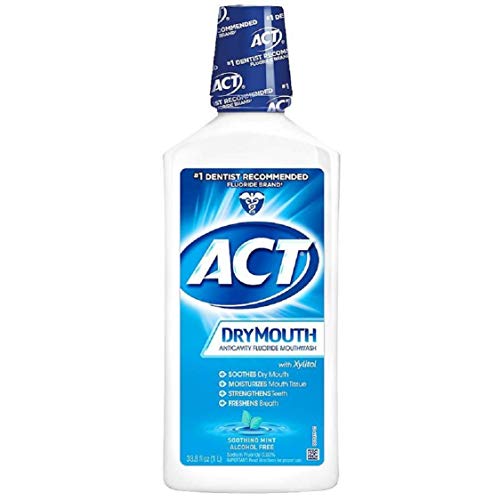 ACT Dry Mouth Anticavity Fluoride Mouthwash Soothing Mint 33.8 oz (Pack of 3)