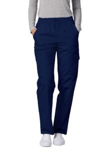 adar universal scrubs for women - tapered cargo scrub pants - 506 - navy - xl