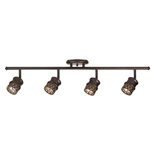 Globe Electric 59063 Norris 4-Light Track Lighting, Bronze, Oil Rubbed Finish, Champagne Glass Track Heads, Bulbs Included