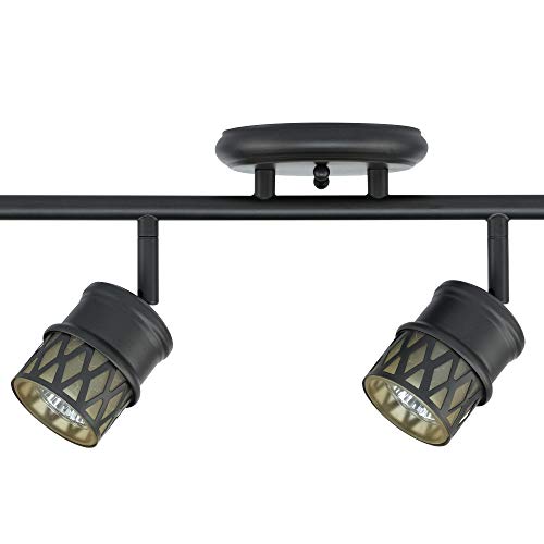 Globe Electric 59063 Norris 4-Light Track Lighting, Bronze, Oil Rubbed Finish, Champagne Glass Track Heads, Bulbs Included