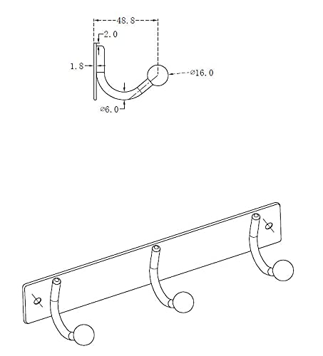 Richelieu Hardware 70548BAG Utility Hook Rack 9-1/16 in (230 mm), White