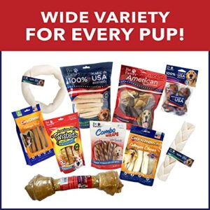 Pet Factory 100% Made in USA Beefhide 8-9" Assorted (Bones & Rolls) Dog Chew Treats - Natural Flavor, 6 Count/1 Pack