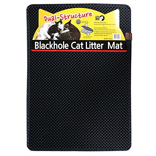 Blackhole Litter Mat - Moonshuttle Rectangular Cat Litter Mat, 30 X 23-Inch, Dark Gray