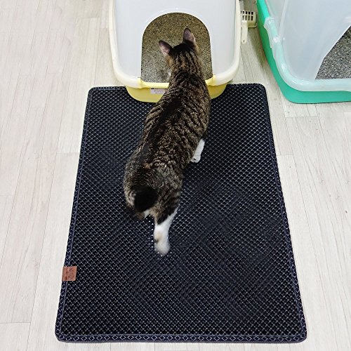 Blackhole Litter Mat - Moonshuttle Rectangular Cat Litter Mat, 30 X 23-Inch, Dark Gray