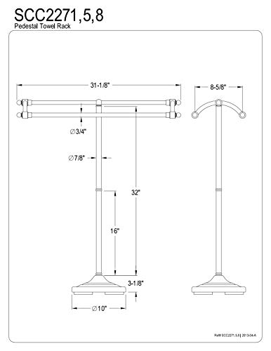 Kingston Brass SCC2278 Pedestal Round Towel-Rack, Brushed Nickel