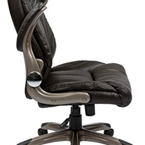 Office Star FL Series Faux Leather Mid-Back Manager's Office Chair with Padded Flip Arms, Espresso with Cocoa Base