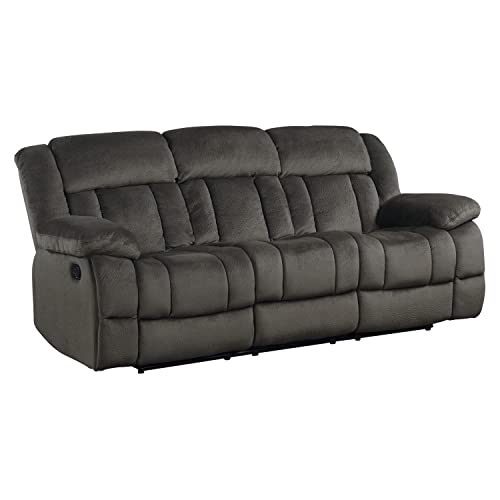 Homelegance Laurelton 90" Microfiber Double Reclining Sofa, Chocolate Brown