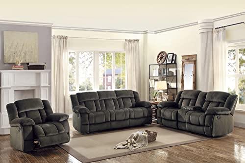 Homelegance Laurelton 90" Microfiber Double Reclining Sofa, Chocolate Brown