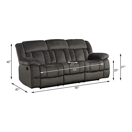 Homelegance Laurelton 90" Microfiber Double Reclining Sofa, Chocolate Brown