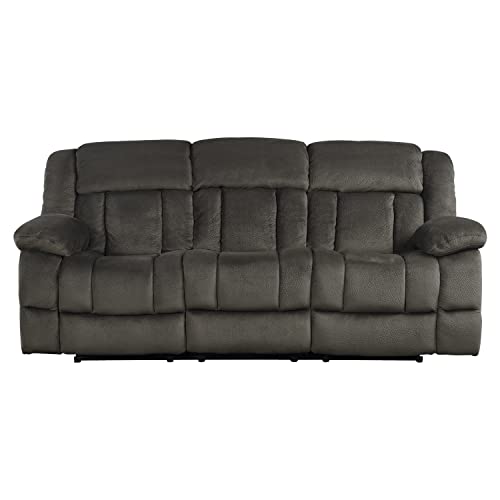 Homelegance Laurelton 90" Microfiber Double Reclining Sofa, Chocolate Brown