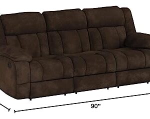 Homelegance Laurelton 90" Microfiber Double Reclining Sofa, Chocolate Brown