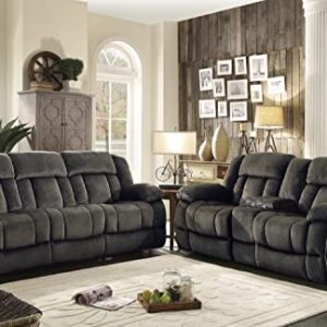 Homelegance Laurelton 90" Microfiber Double Reclining Sofa, Chocolate Brown