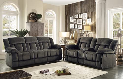 Homelegance Laurelton 90" Microfiber Double Reclining Sofa, Chocolate Brown