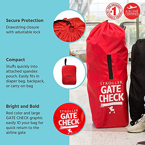 J.L. Childress Gate Check Bag for Single Umbrella Strollers - Stroller Bag for Airplane - Gate Check Bag for Umbrella Strollers - Stroller Travel Bag for Airplane - Red