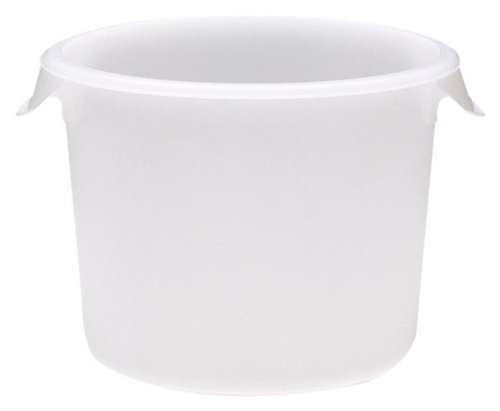 Rubbermaid Commercial Products Plastic Round Food Storage Container for Kitchen/Food Prep/Storing, 6 Quart, White, Container Only (FG572300WHT)