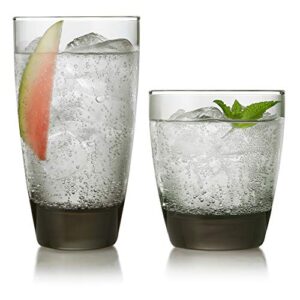 libbey classic smoke 16-piece tumbler and rocks glass set