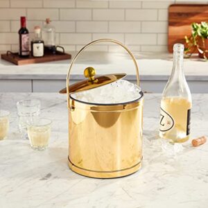 Kraftware Polished Brass Ice Bucket With Metal Lid, , Polished Brass Color, Double Wall Construction, Made in U.S.A.