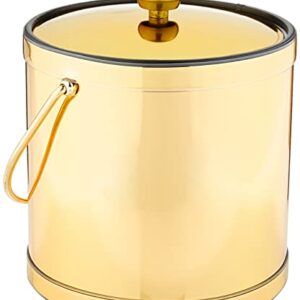 Kraftware Polished Brass Ice Bucket With Metal Lid, , Polished Brass Color, Double Wall Construction, Made in U.S.A.