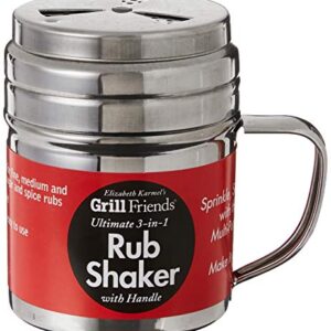 Elizabeth Karmel’s Adjustable Dry Rub Shaker with Holes for Medium and Coarse Grind Seasonings, Stainless Steel, 1-Cup Capacity