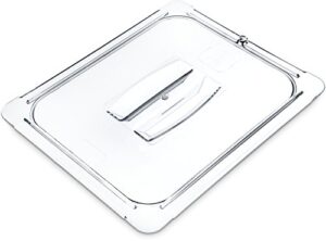 carlisle foodservice products 10230u07 storplus half size polycarbonate universal handled food pan lid, clear