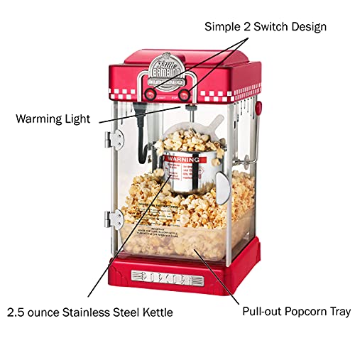 Great Northern Popcorn Company Little Bambino Popcorn Machines, 2.5 Ounce, Red