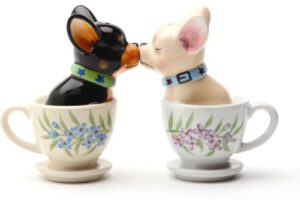 pacific trading 1 x tea cup pups magnetic salt & pepper shaker set s/p, ceramic