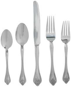 oneida boutonniere 45 piece everday flatware, service for 8, 18/0 stainless steel. silverware set, dishwasher safe, multi