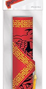 Beistle Printed Asian Table Runner,Red, Black, Gold