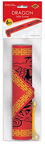 Beistle Printed Asian Table Runner,Red, Black, Gold