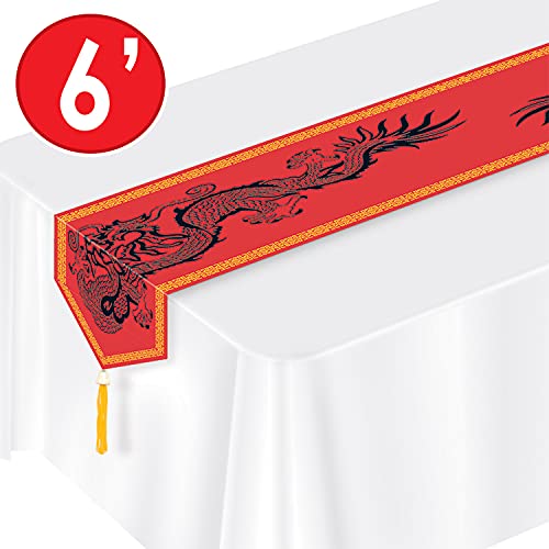 Beistle Printed Asian Table Runner,Red, Black, Gold