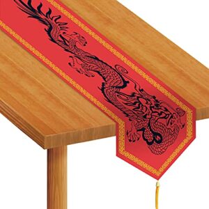 Beistle Printed Asian Table Runner,Red, Black, Gold