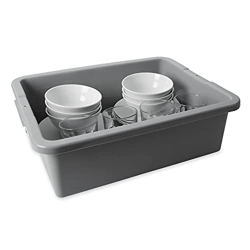 Rubbermaid Commercial Products Standard Bus/Utility Box, 7.125 Gal, Gray, Pack of 6