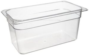 cambro 36cw 5.6 qt capacity, 12-3/4" length x 6-15/16" width x 6" depth, camwear clear polycarbonate third size food pan