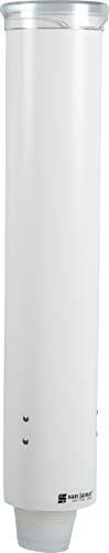 San Jamar C4160WH Small Pull-Type Water Cup Dispenser, Fits 3 to 4-1/2 oz Cone Cups and 3 to 5 oz Flat Bottom Cups, White