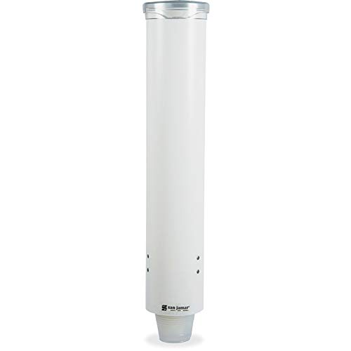 San Jamar C4160WH Small Pull-Type Water Cup Dispenser, Fits 3 to 4-1/2 oz Cone Cups and 3 to 5 oz Flat Bottom Cups, White