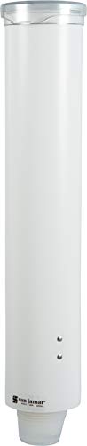 San Jamar C4160WH Small Pull-Type Water Cup Dispenser, Fits 3 to 4-1/2 oz Cone Cups and 3 to 5 oz Flat Bottom Cups, White