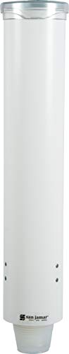 San Jamar C4160WH Small Pull-Type Water Cup Dispenser, Fits 3 to 4-1/2 oz Cone Cups and 3 to 5 oz Flat Bottom Cups, White